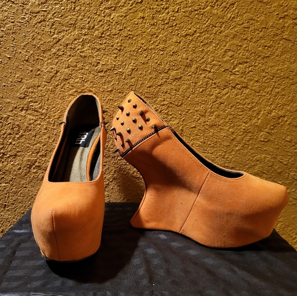 Shoes | Funky Orange Spike Wedge | Poshmark